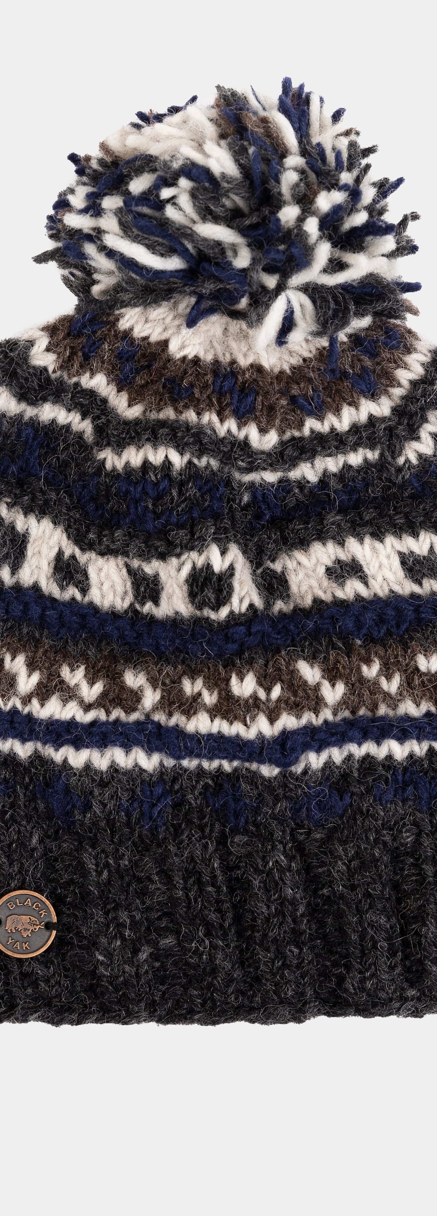 Black Yak Roag | Hand Knitted Wool Bobble Hat